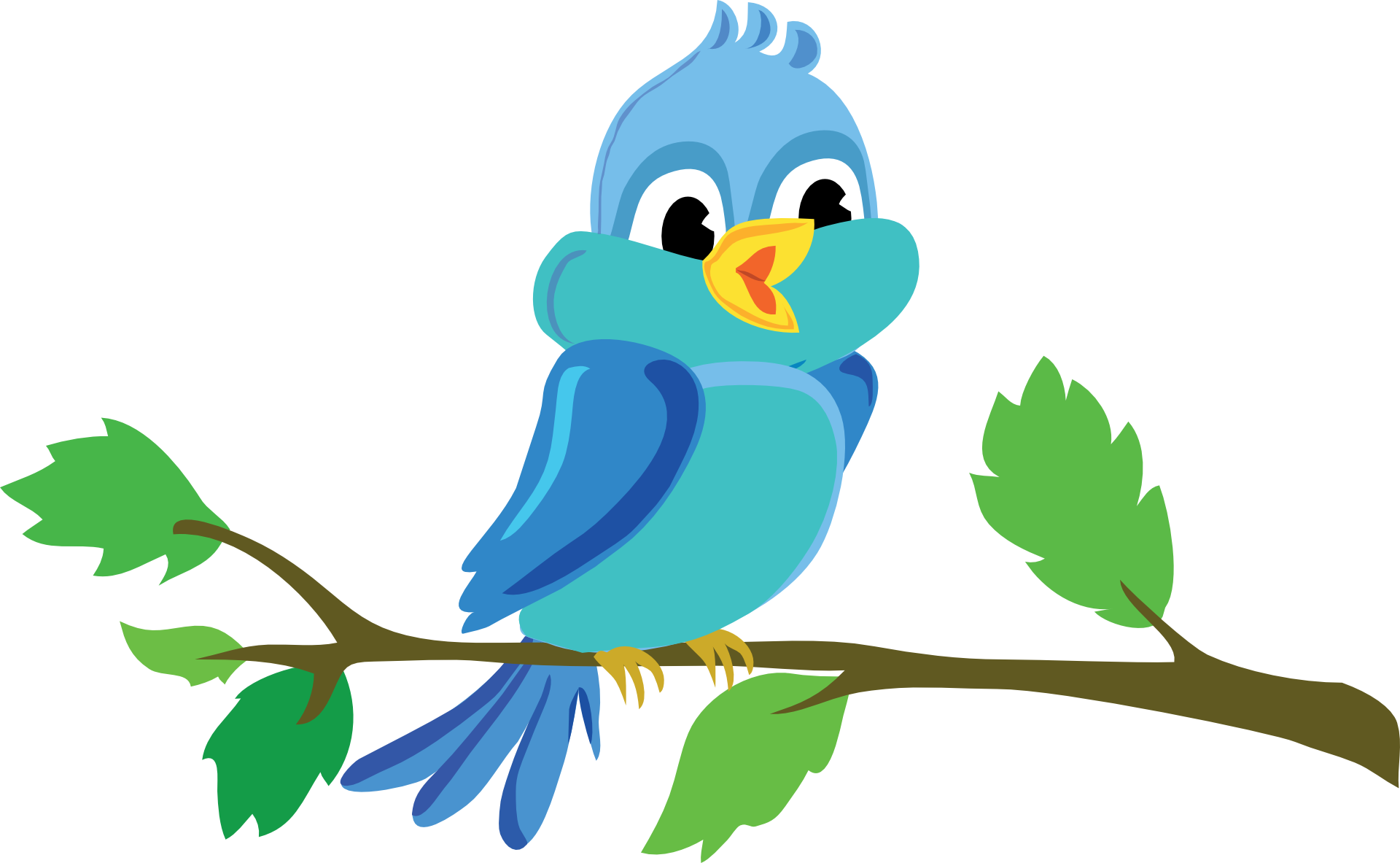 Blue singing bird on a branch as an illustration free image download