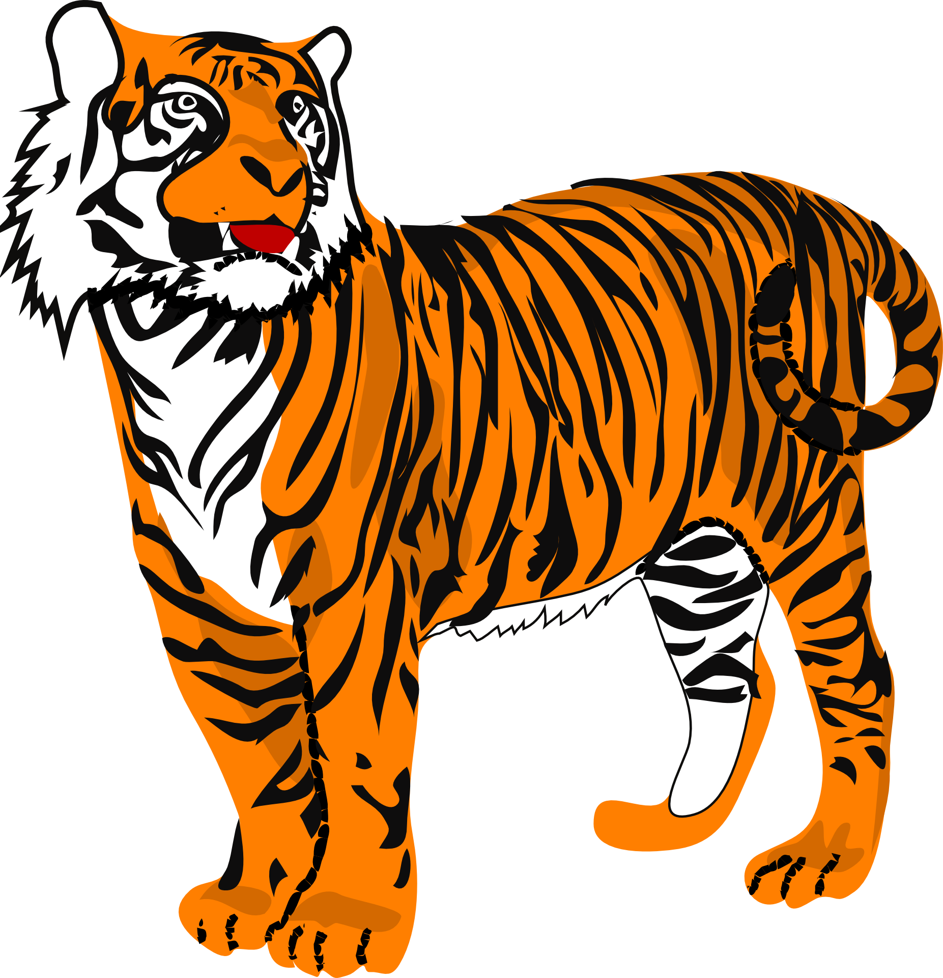 Graphic image of a bright orange tiger free image download