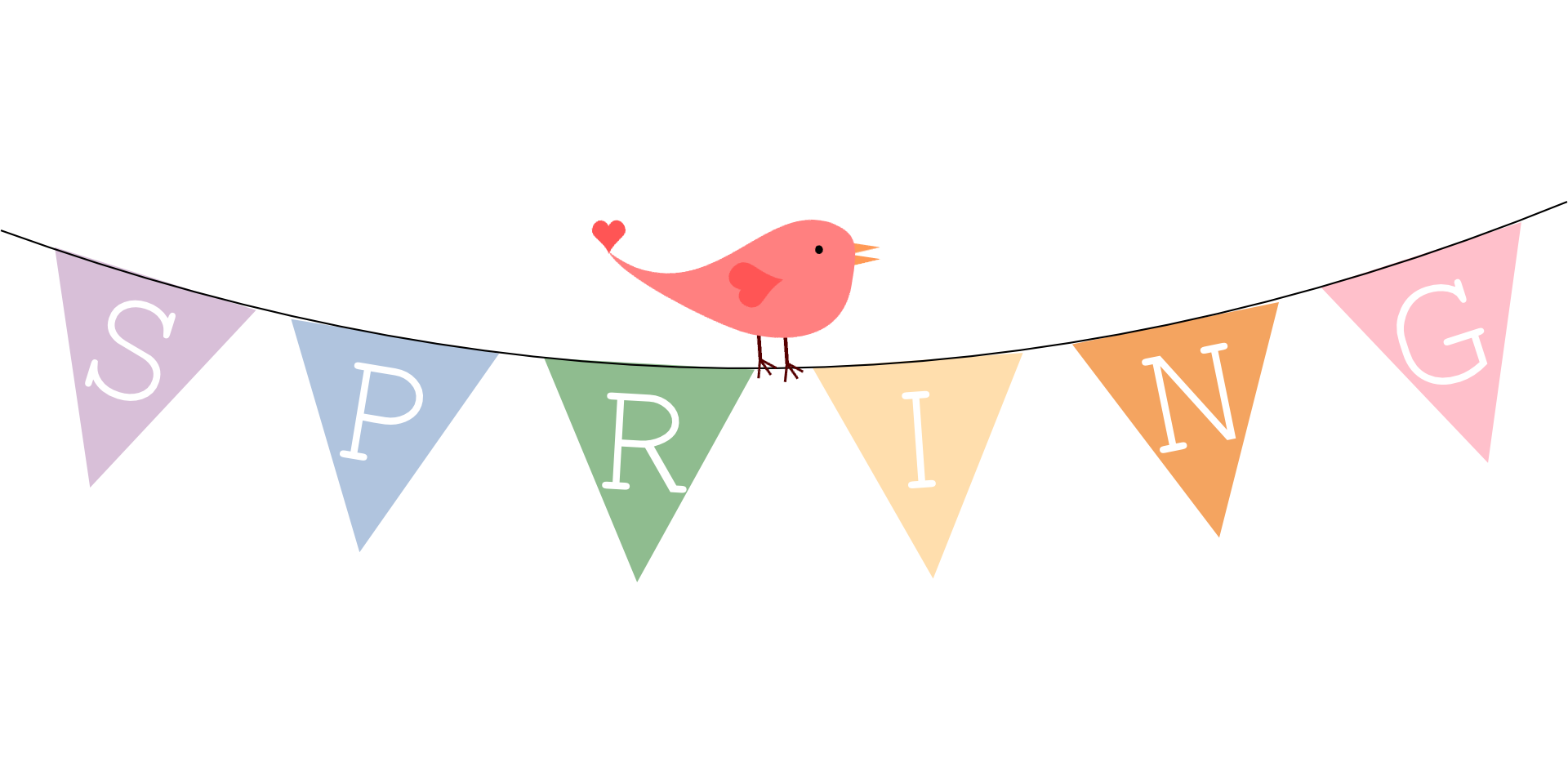 Painted bird on colorful flags and the inscription spring free image ...