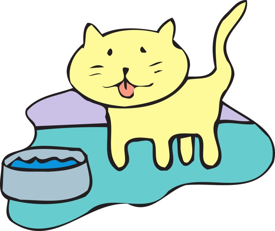 Drawn kitty with a bowl free image download