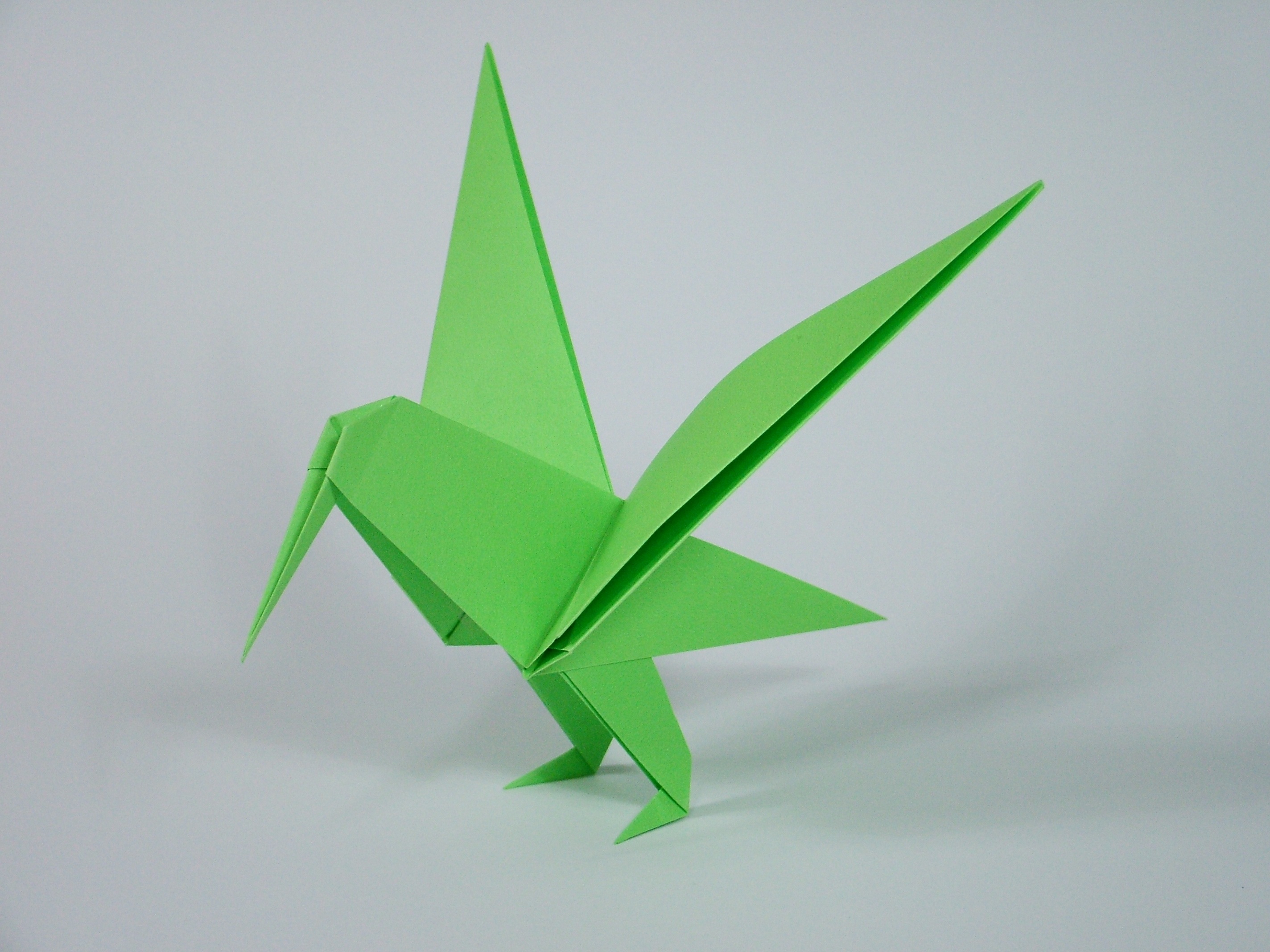 Green Origami Folding Bird free image download
