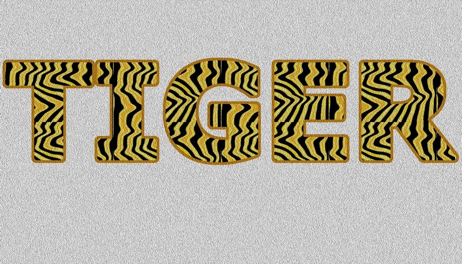 Tiger, lettering with animal print, Word-Art free image download