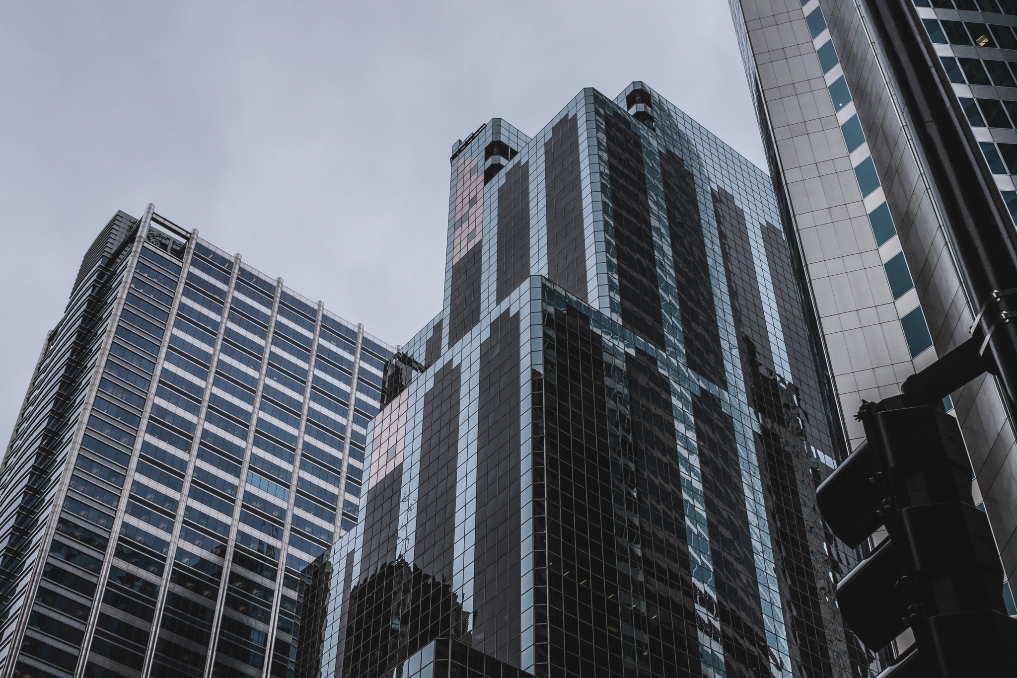Grey facades of Skyscrapers in city free image download