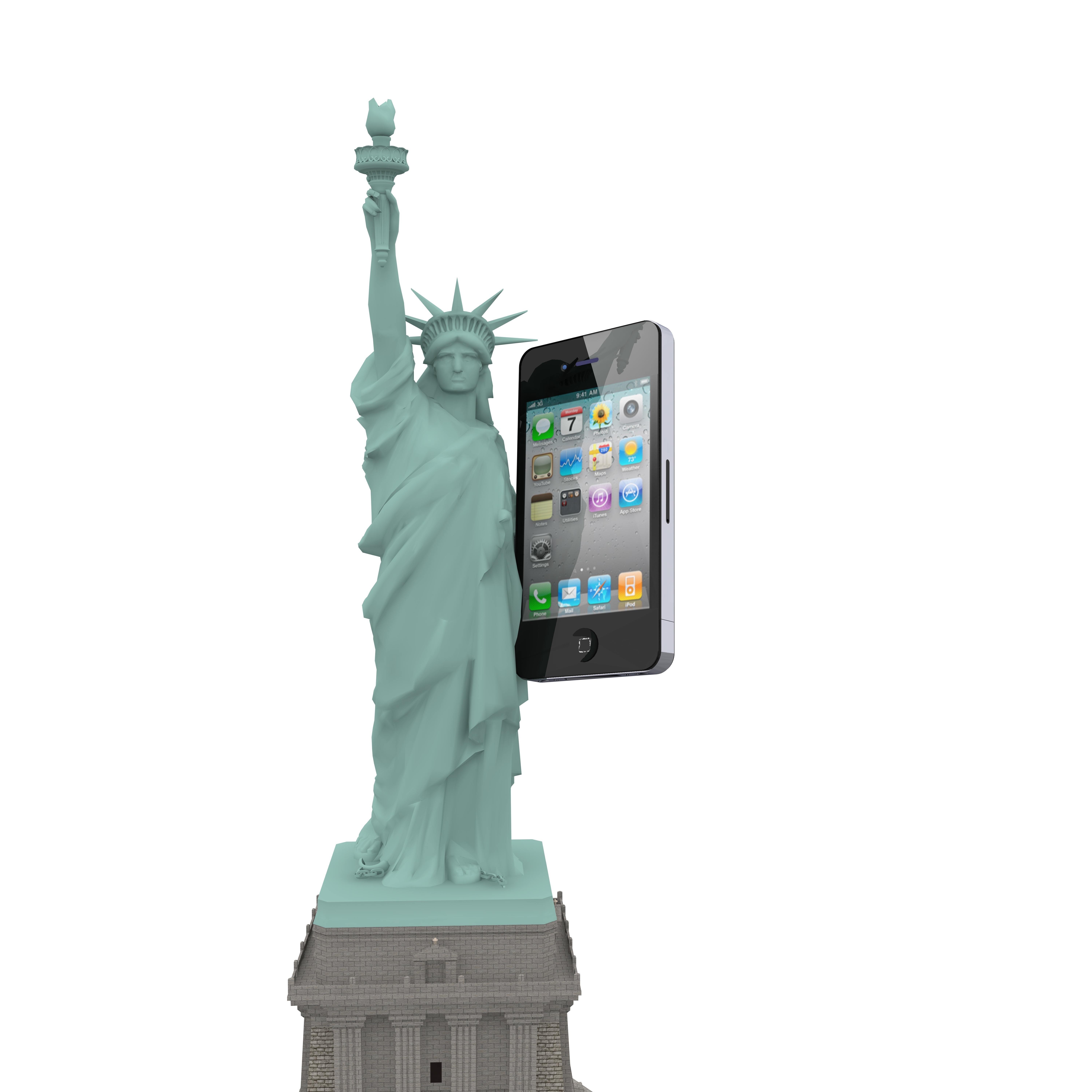 Statue of liberty with smartphone free image download