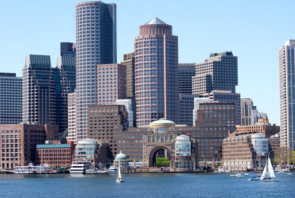 View from the water to modern boston free image download