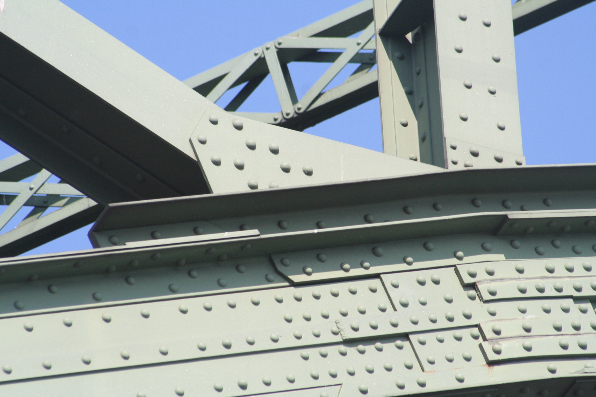 Detail of Steel construction of railway bridge at sky free image download