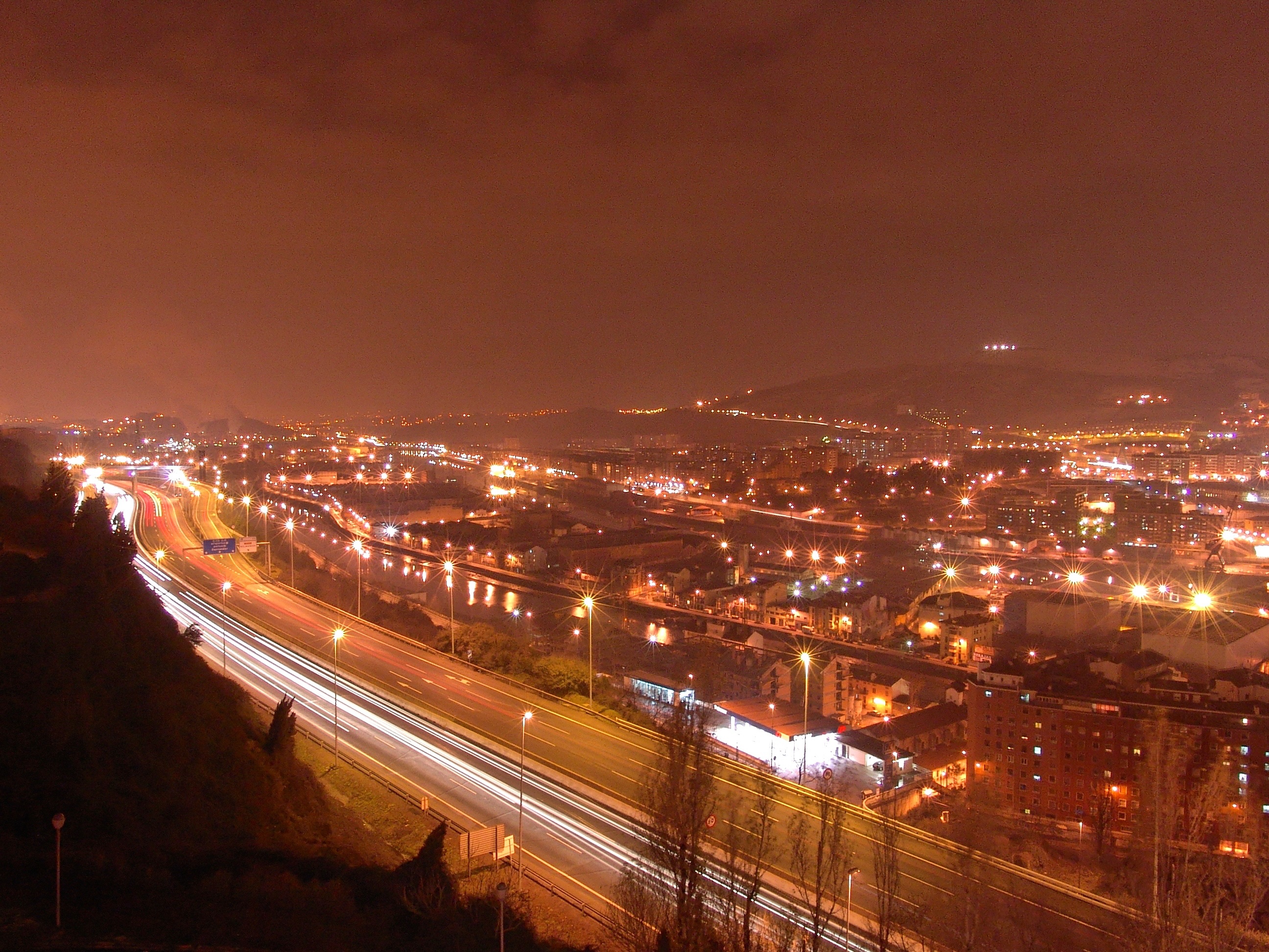 Night city Lights, spain, Bilbao free image download