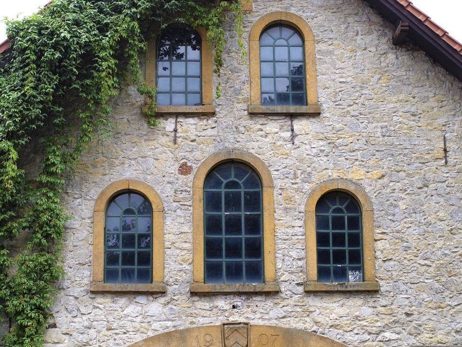 The Windows In The Romanesque Style Of The Old Masonry free image download