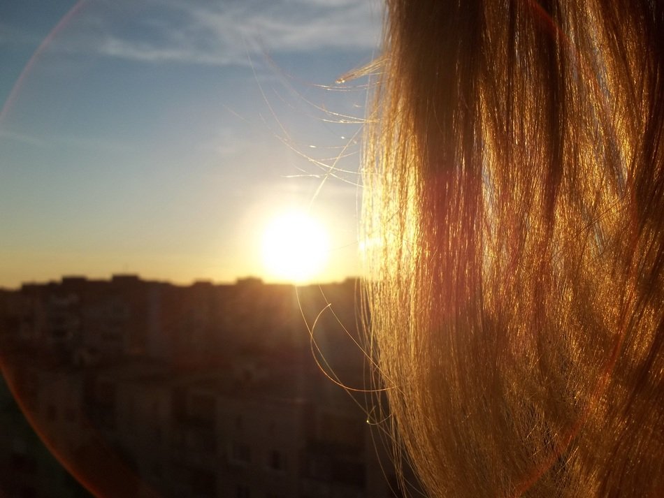 Girl's hair against the sun free image download
