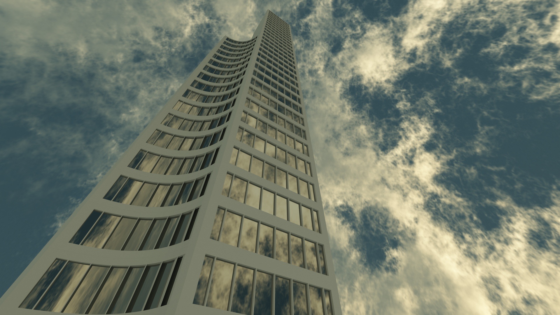 White glass skyscraper on a background of blue sky free image download