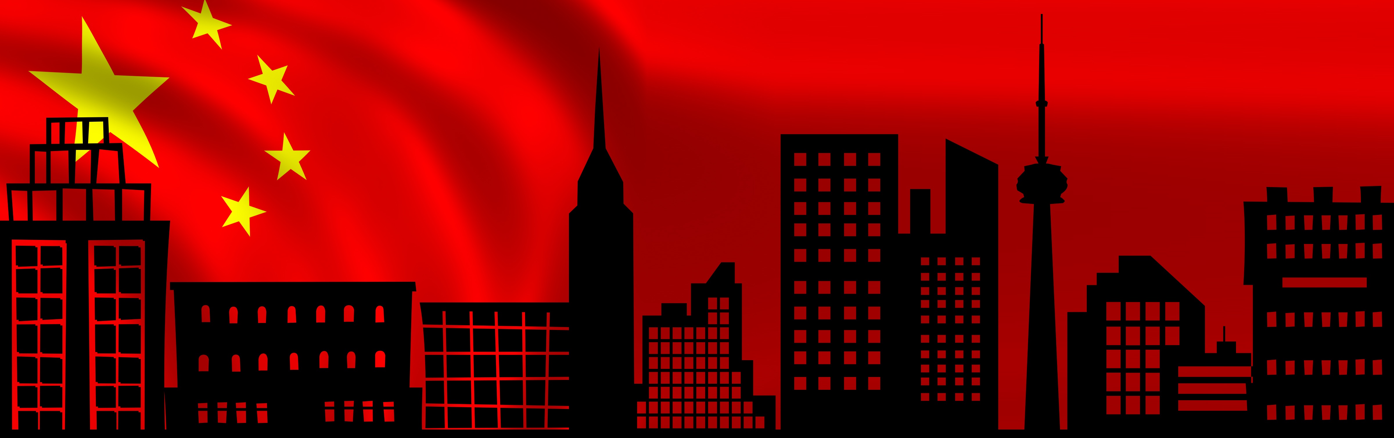 City silhouettes on red flag free image download