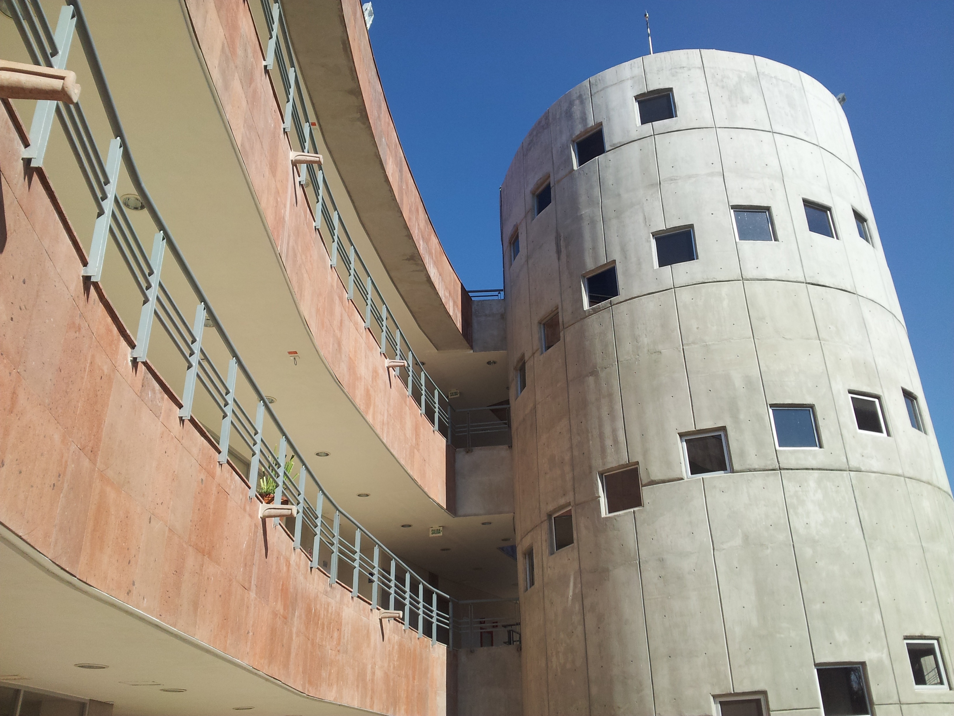 Round tower with square Windows free image download