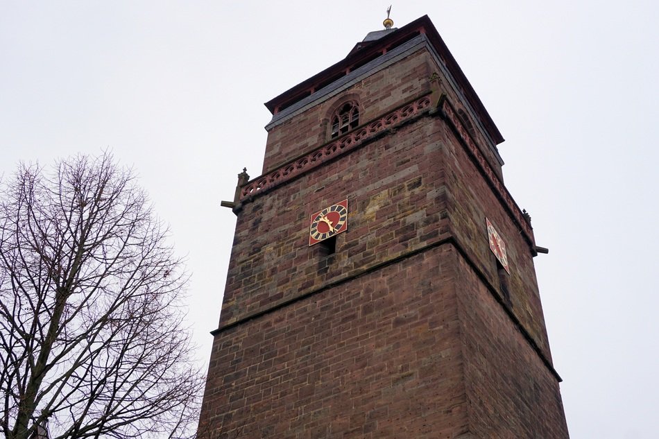 Clock on the church tower, germany, grebenstein free image download