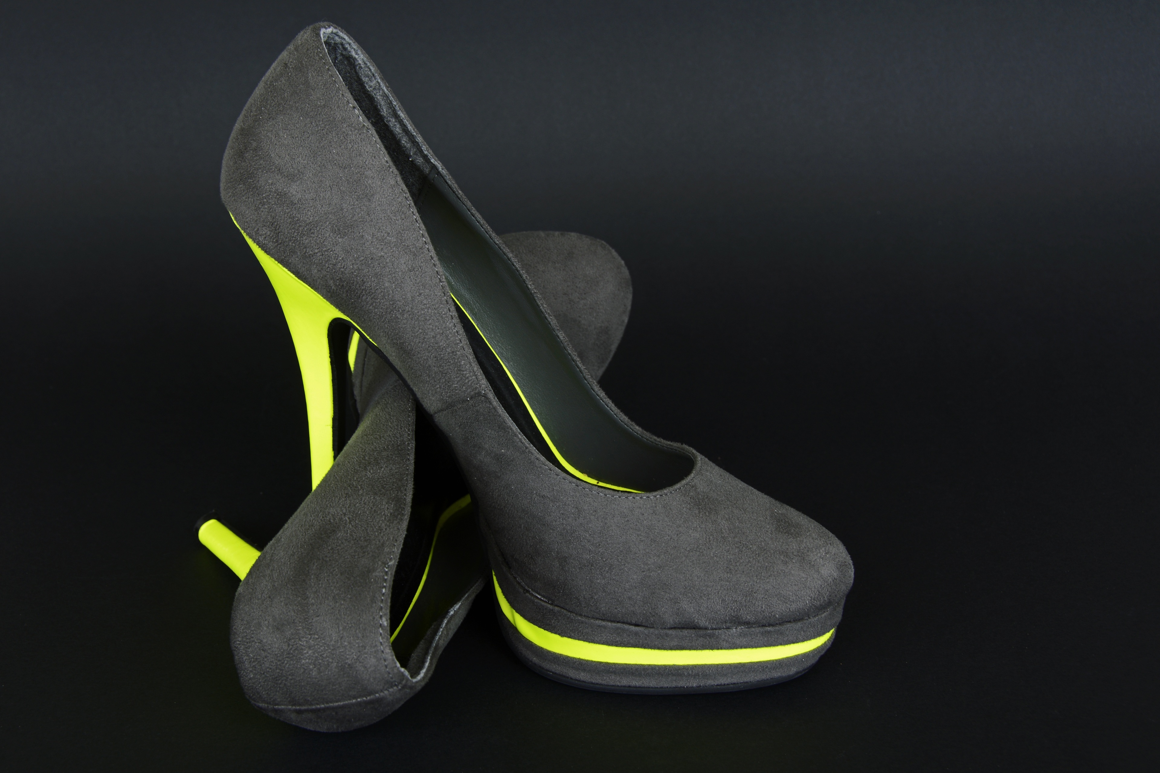 Gray women shoes with yellow heels free image download