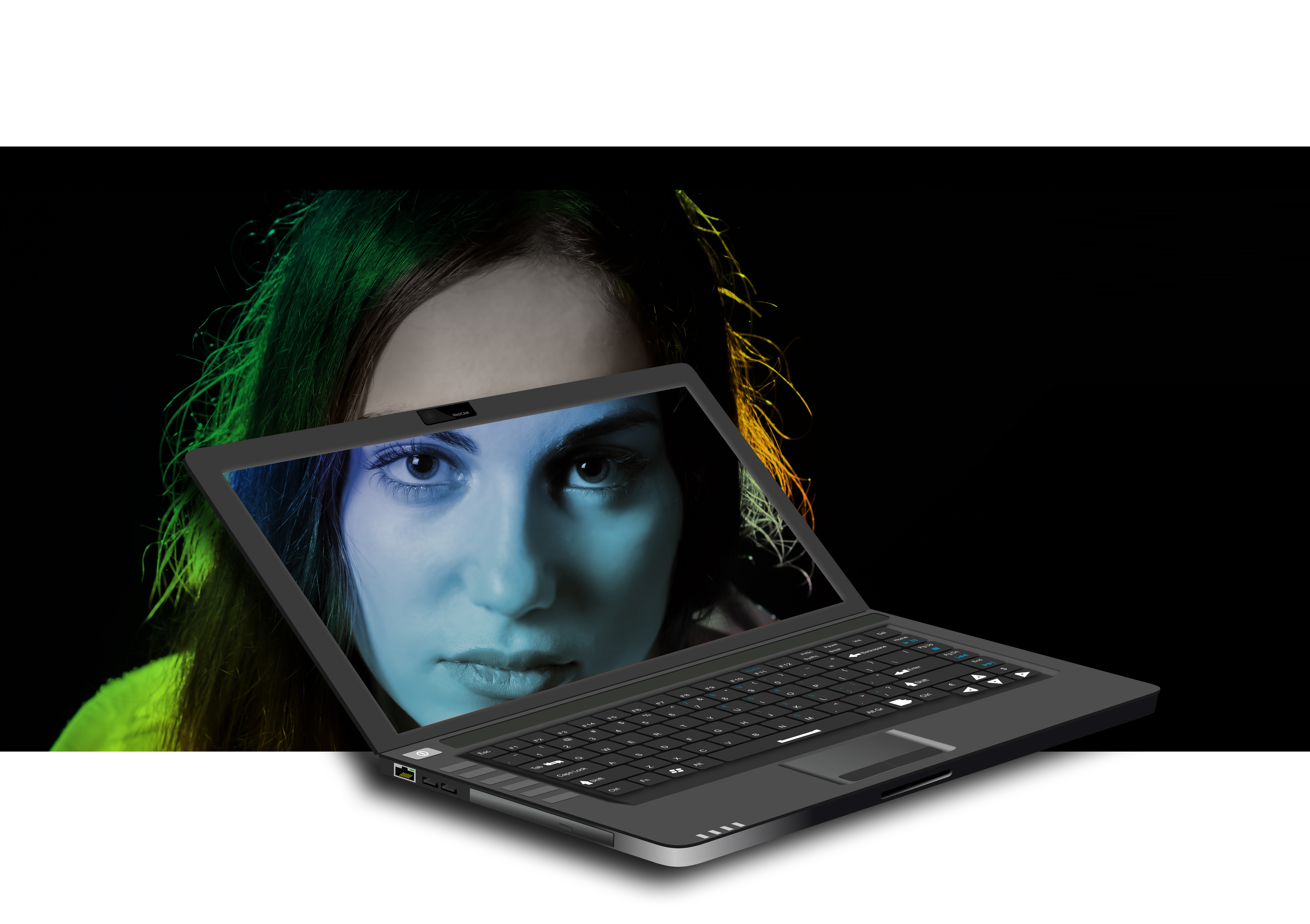 Woman and monitor free image download