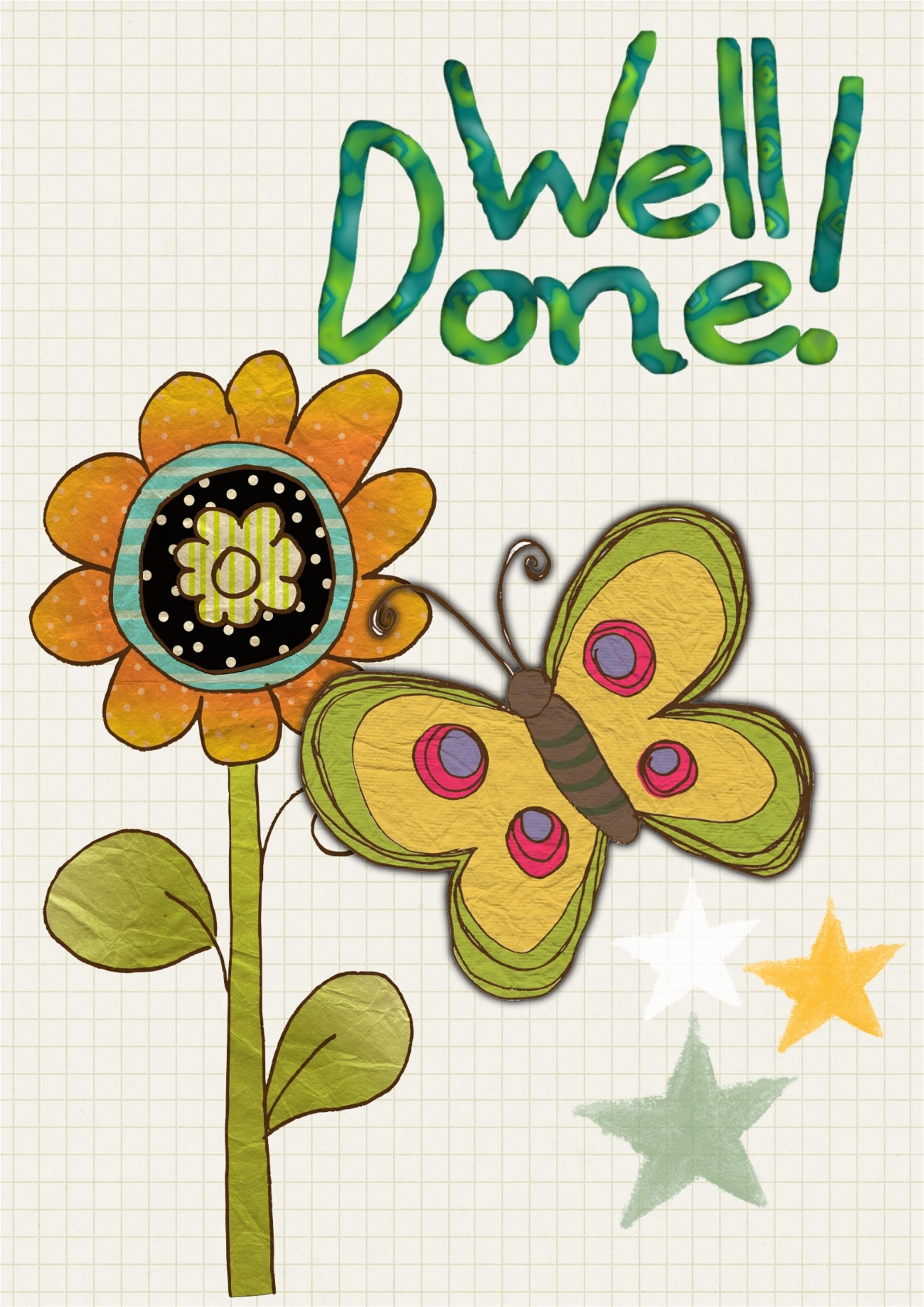 Bright picture with the words "well done" free image download
