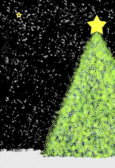 Christmas Evening Star Snowfall free image download