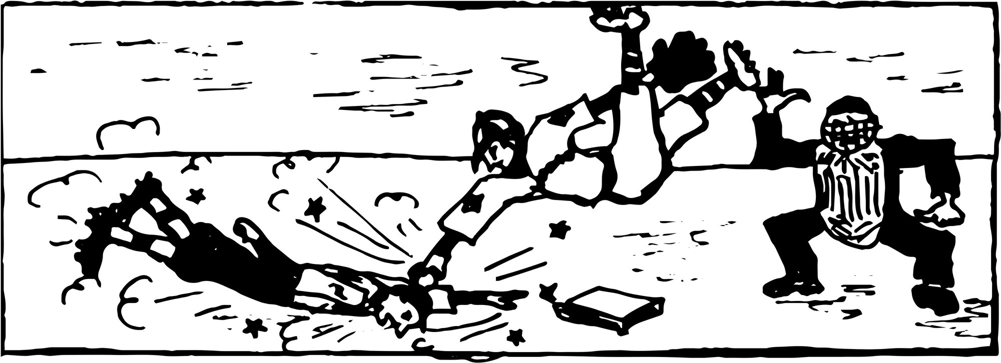 Black and white drawing fight on the field free image download