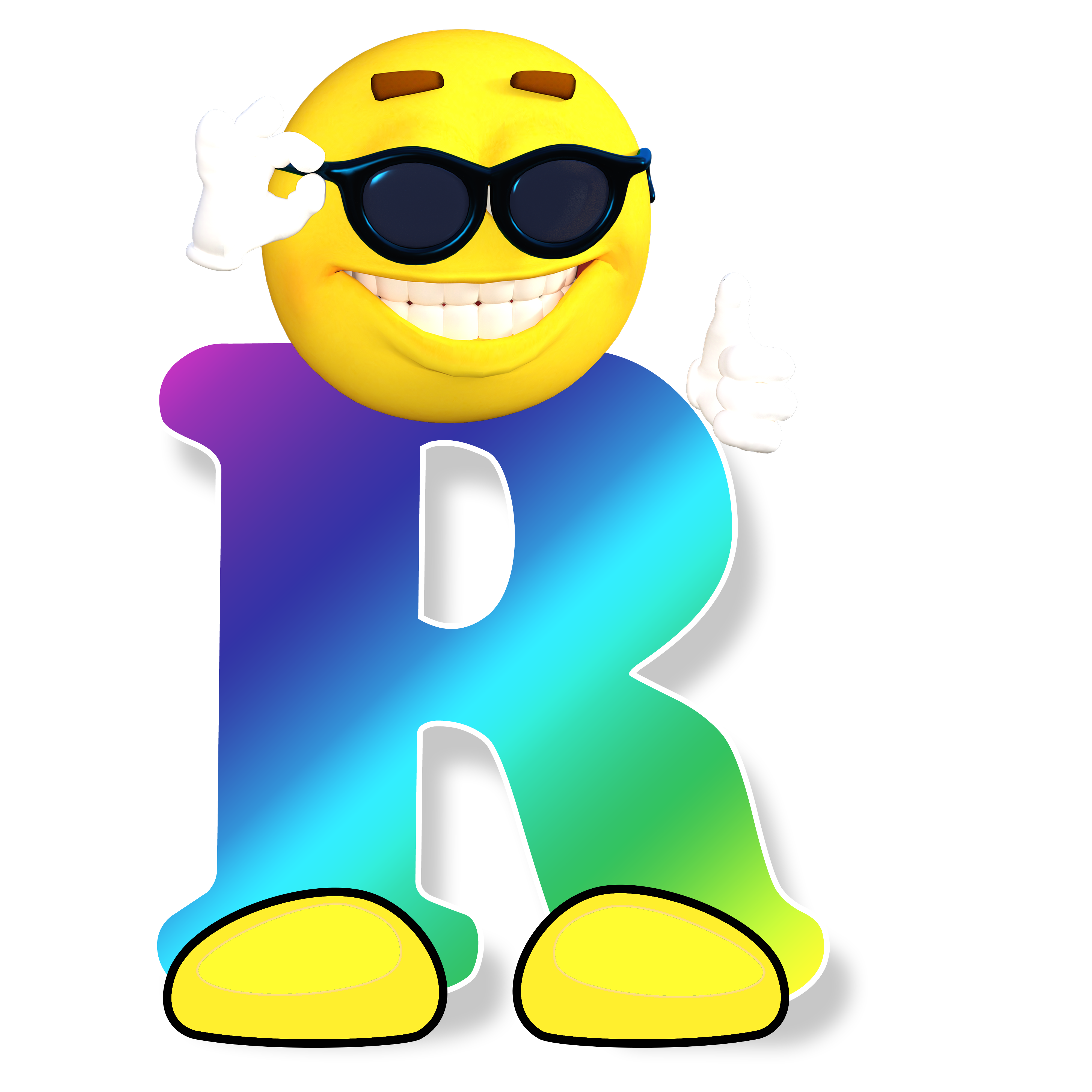Letter R with emoticon face free image download