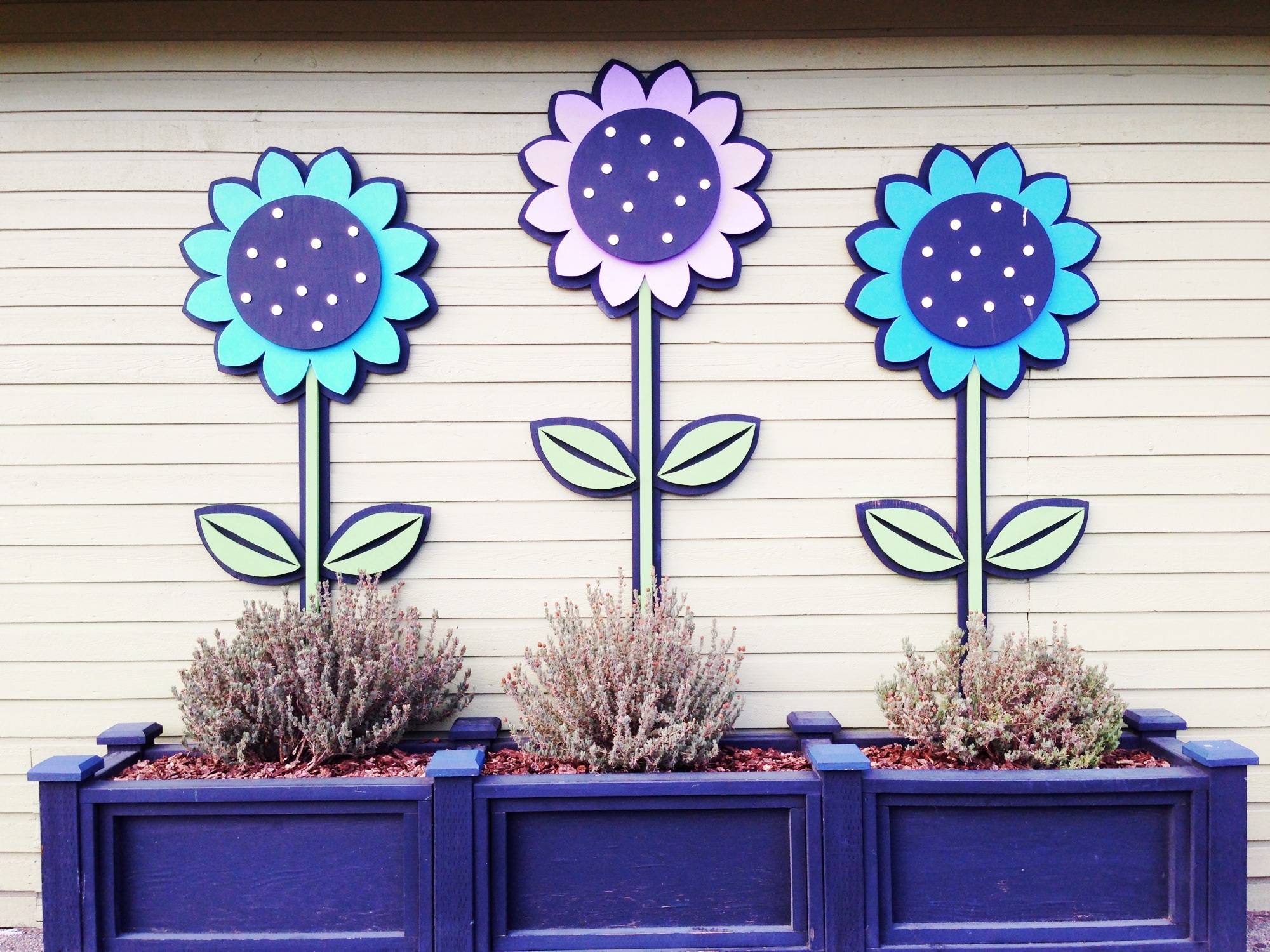 Cartoon Flowers, wall art at boxes with potted plants free image download