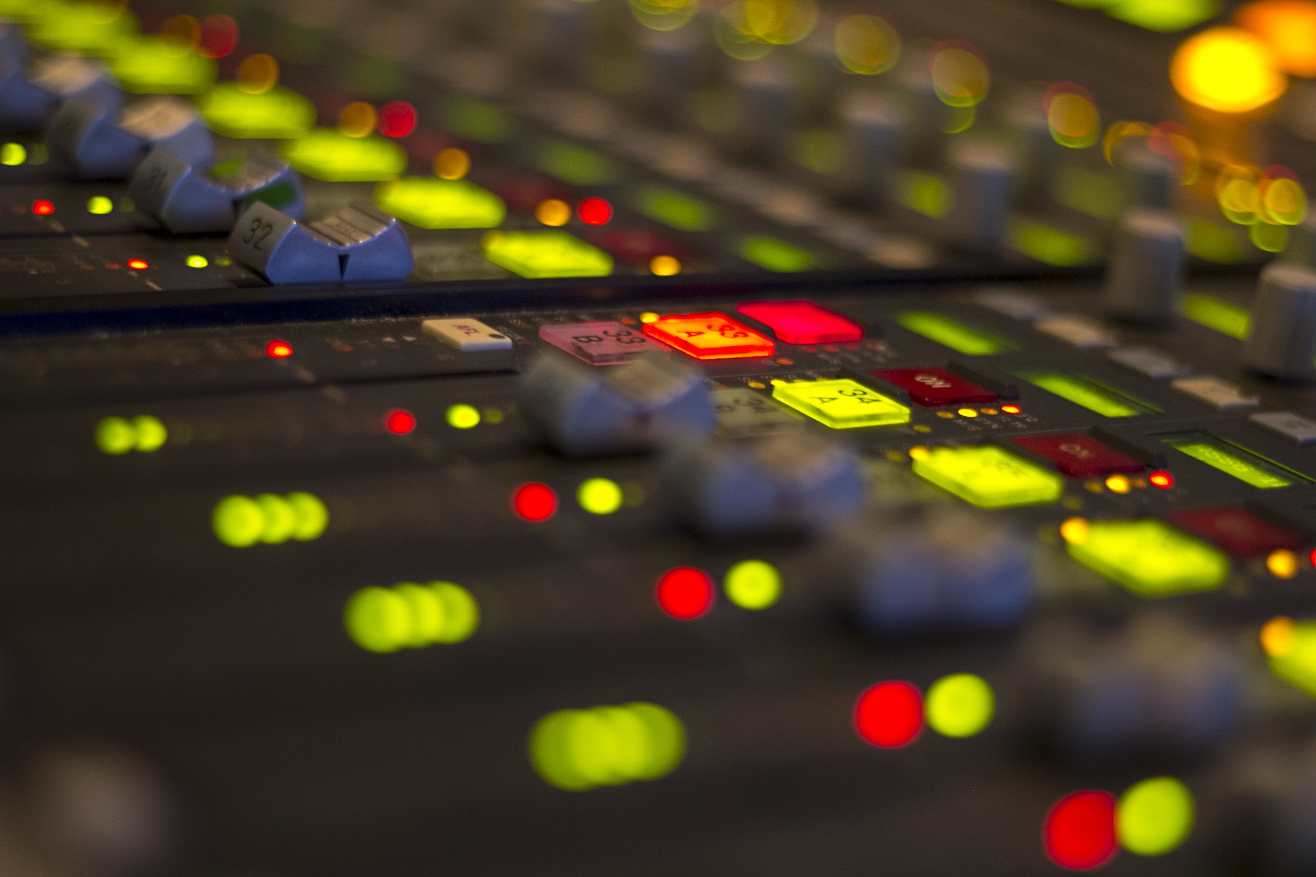 Colorful lights on Radio Mixer board free image download