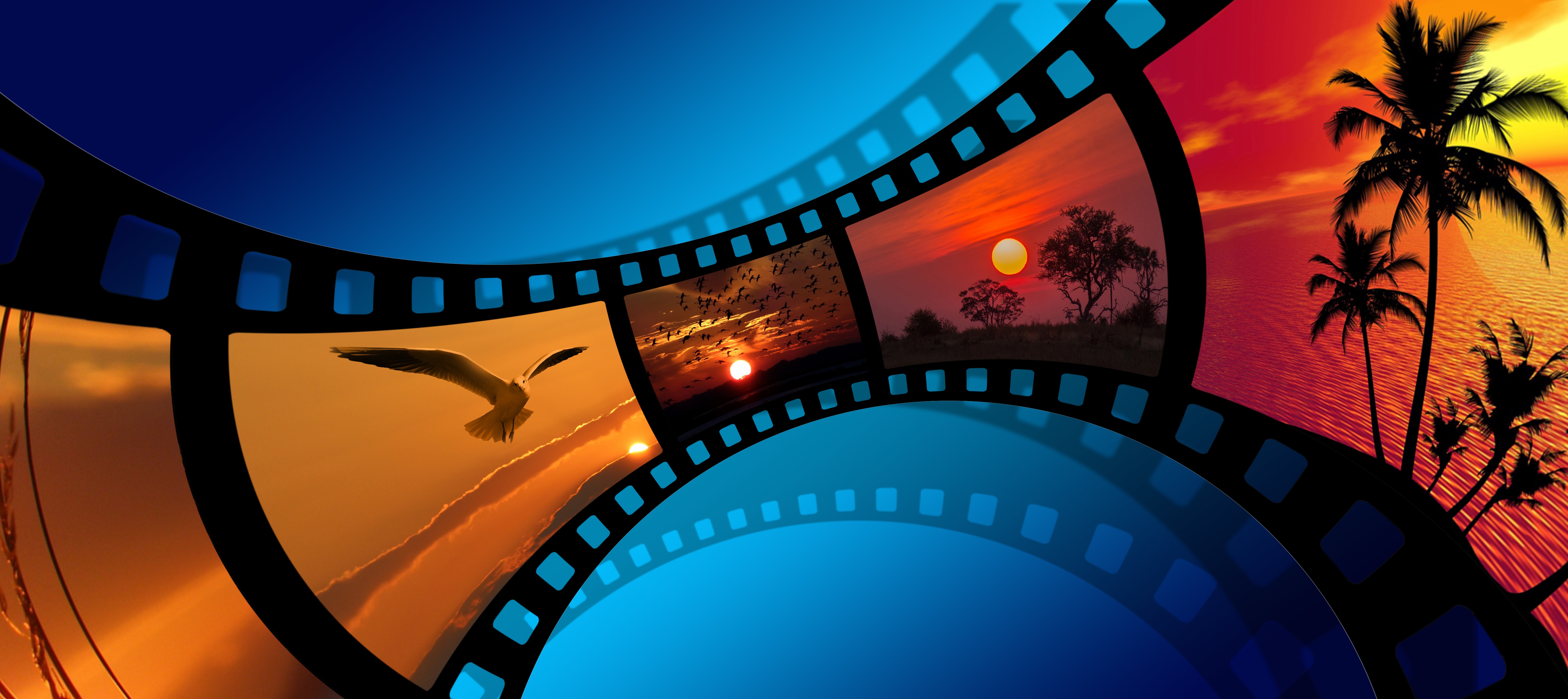 Film with sunset landscape free image download