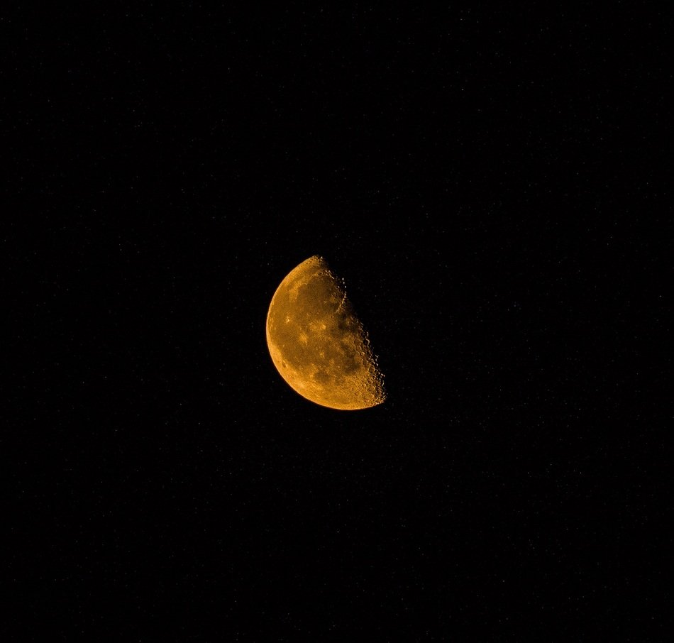 Orange moon in the sky at night free image download