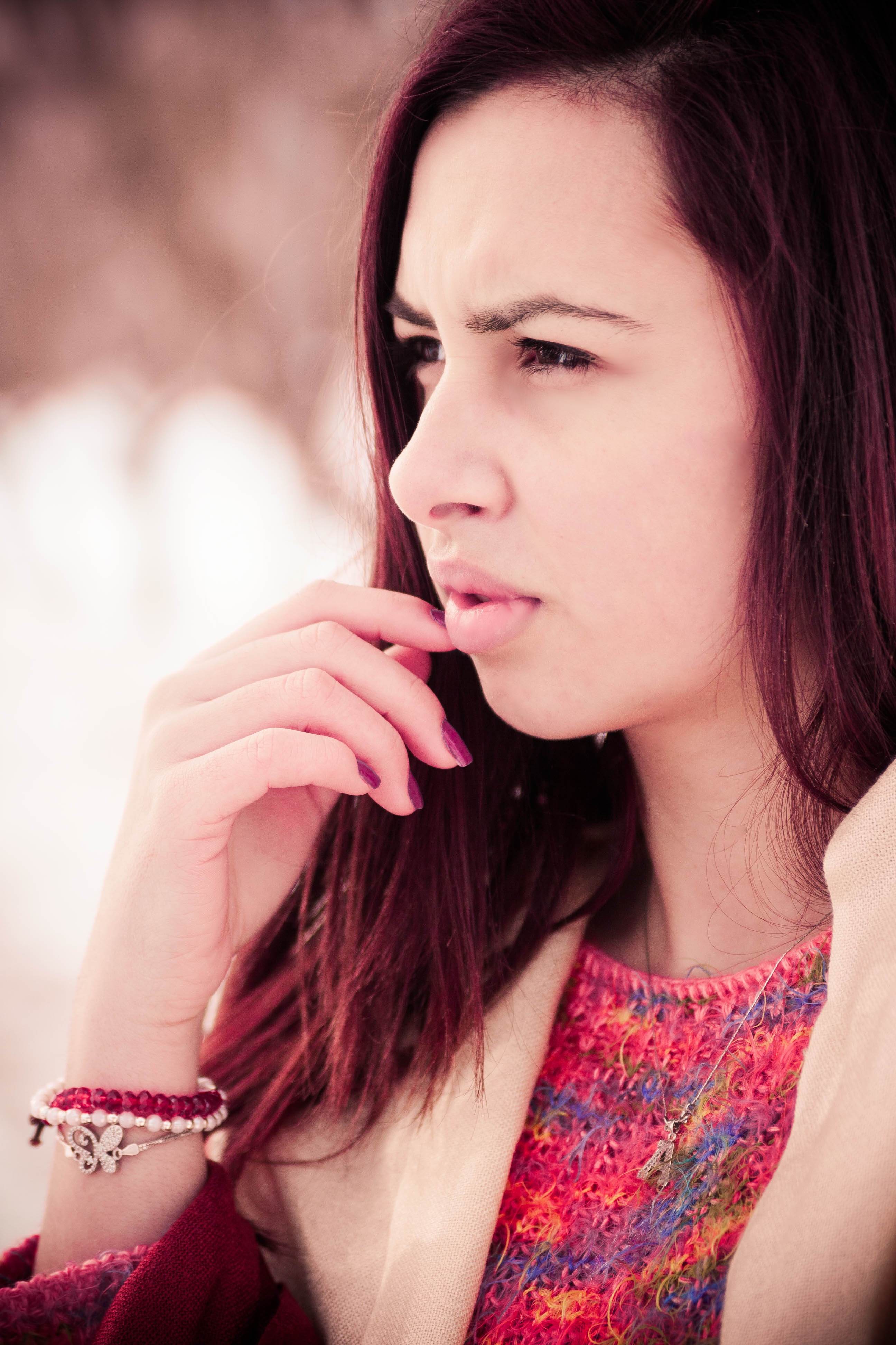 Portrait of a frowning girl free image download