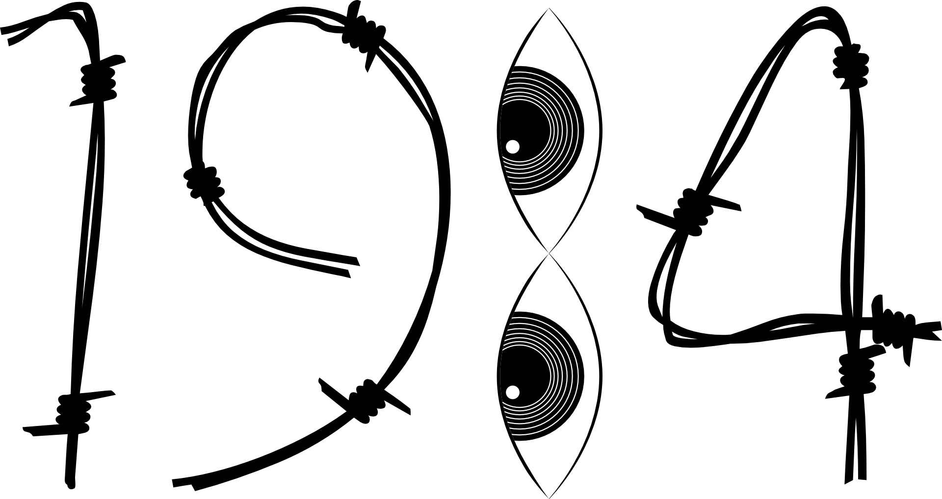Nineteen Eighty Four, 1984, drawing with eyes and barbed wire free ...