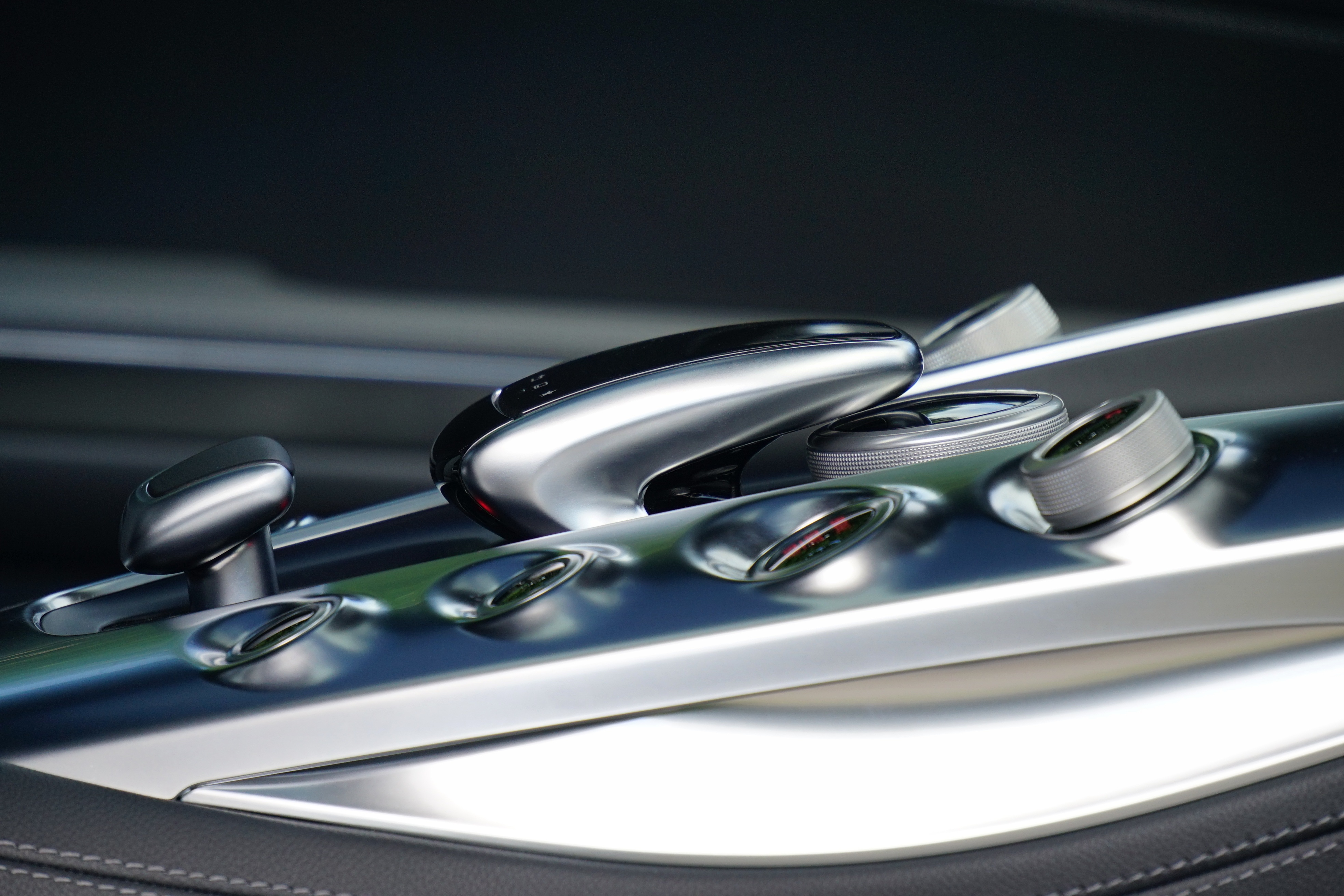 Side view of buttons in the interior of a luxury Mercedes-Benz free ...