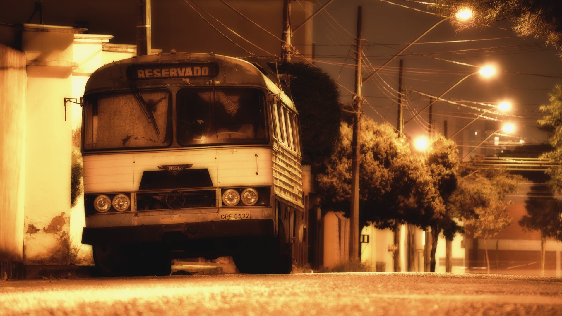 Bus and night city free image download