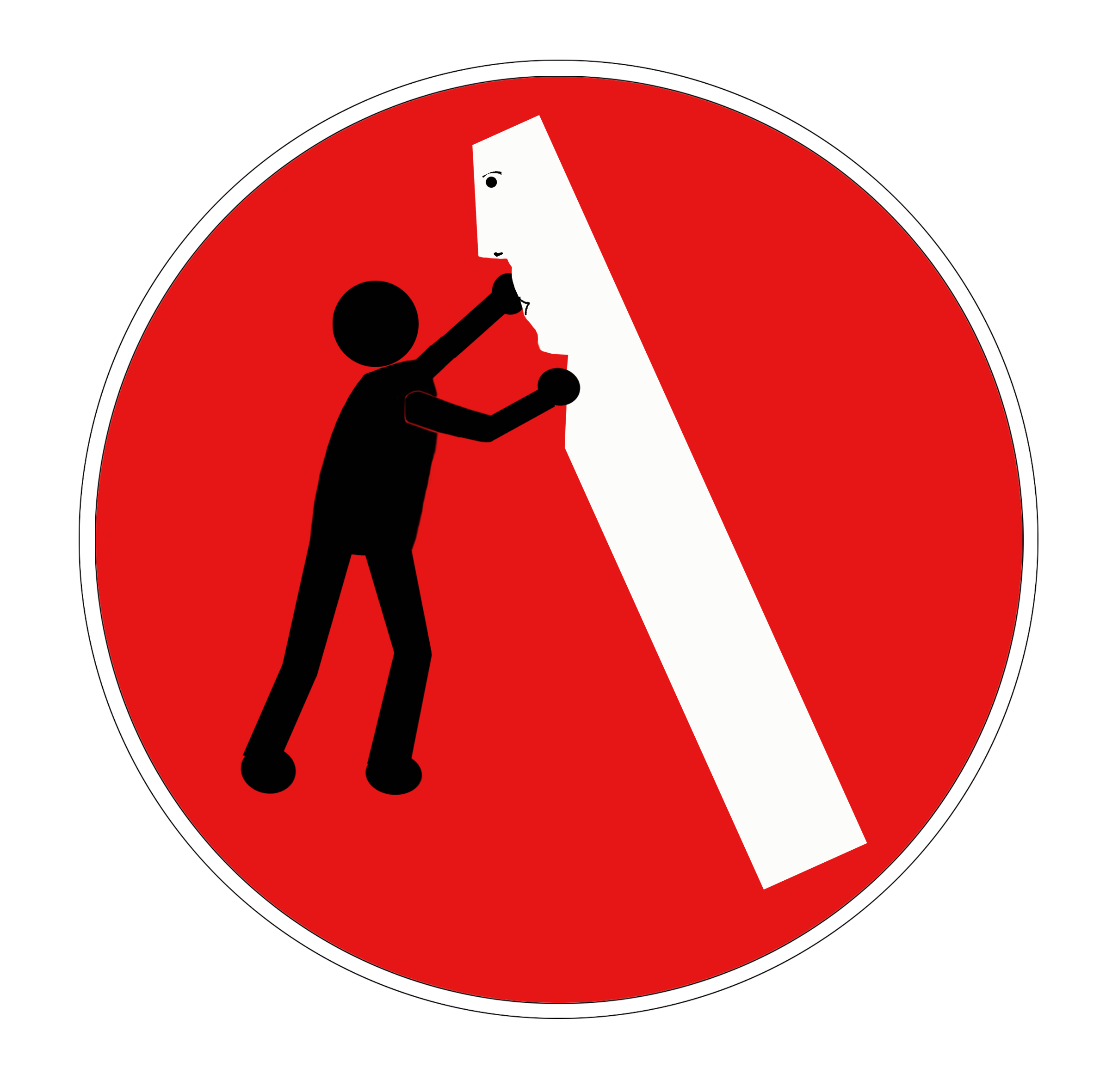 Red road sign and funny man free image download