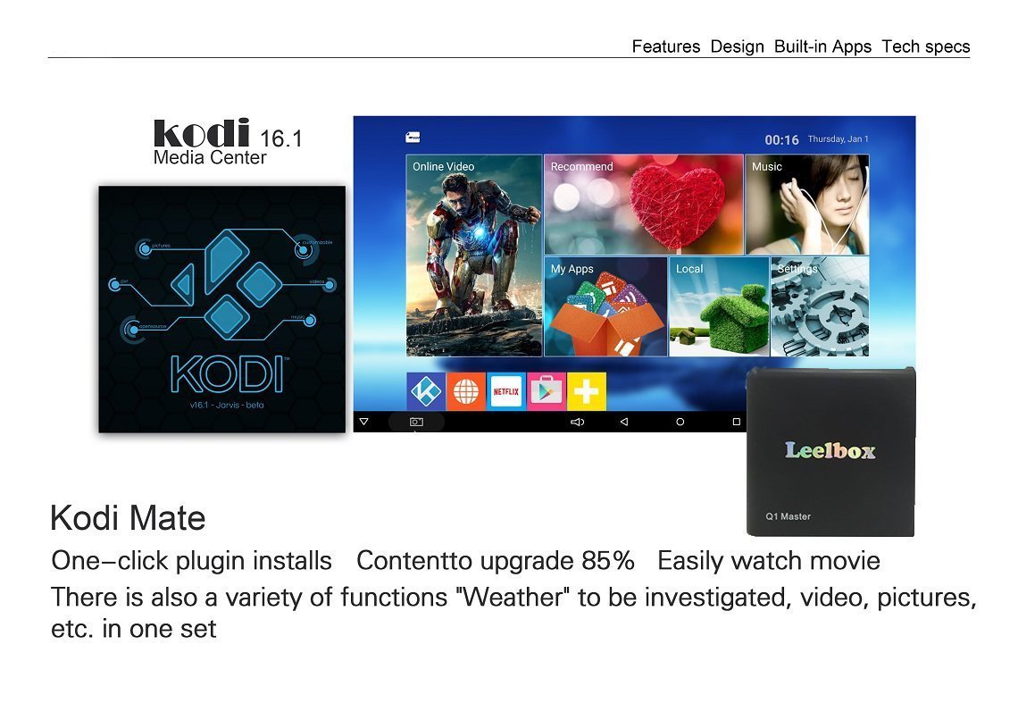 (2017 Leelbox Q1 Master Android TV Box Android 6.0 S905X Quad-core ...