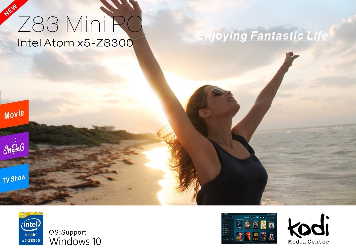 [Free keyboard + Mouse] J-DEAL® Z83 Windows 10 Mini PC 4K Intel Atom Processor 64Bit HD 2GB ...