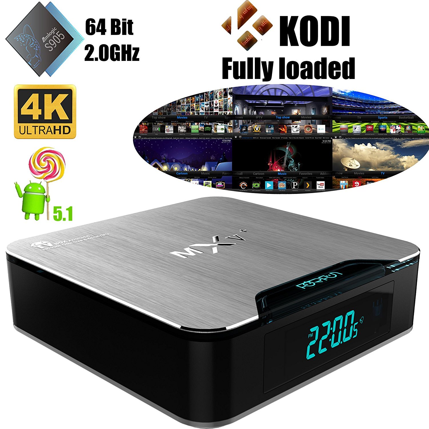 YuRen MXV+ Android 5.1 TV Box Amlogic S905 Quad Core Special XBMC/KODI ...