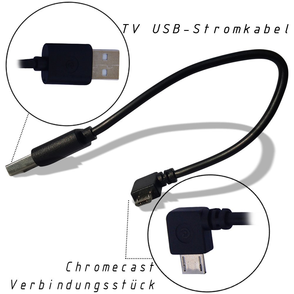 Chromecast USB Cable -- 8 Inch USB Cable and Bonus Chromecast eBook ...