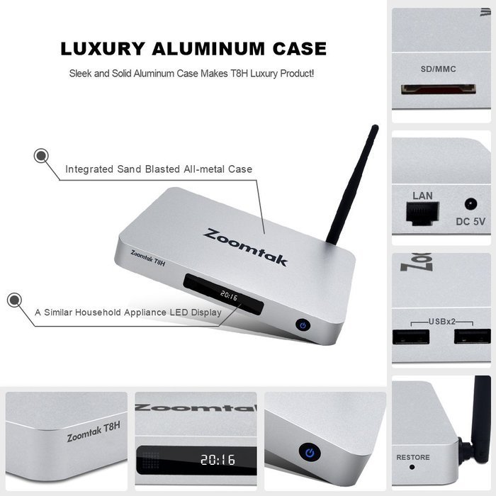 Zoomtak Android TV Box T8H Stunning 4K Streaming Media Player Superior ...