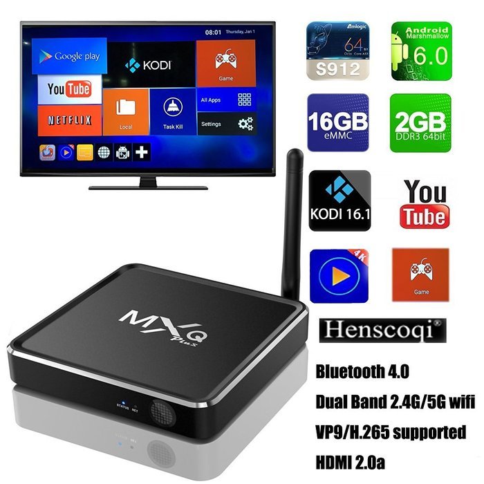 Henscoqi MXQ PLUS Android 6.0 Marshmallow TV Box Amlogic S912 Octa-Core ...