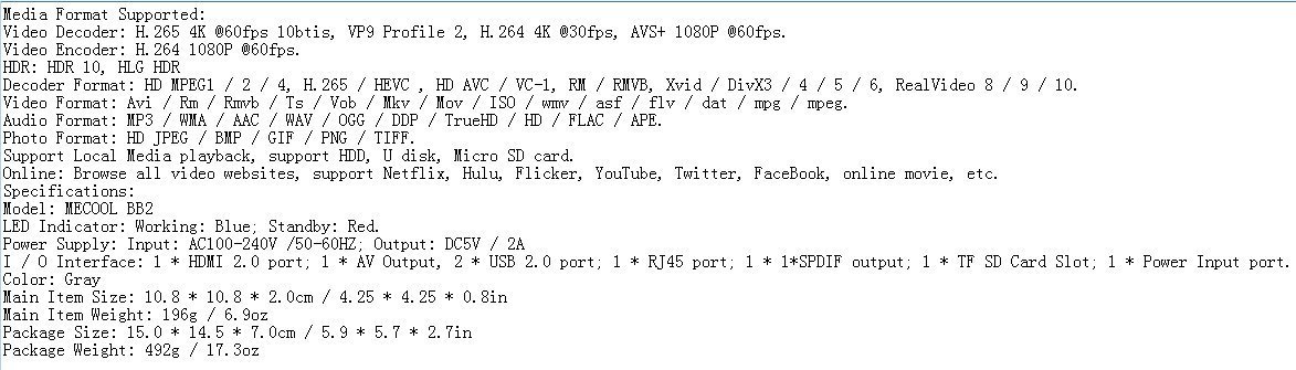 Docooler MECOOL BB2 Smart Android 6.0 TV Box S912 Octa-Core 64bit 2GB ...