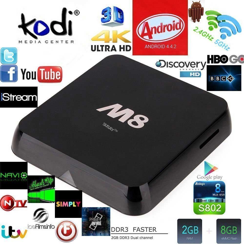 M8 TV Box HDMI WiFi Media Player 2GB DDR3 8GB Nand Flash Android 4.4 ...