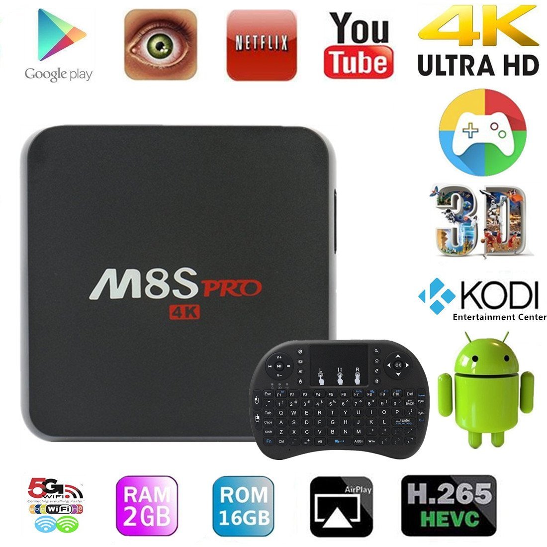 [Free Wireless Mini Keyboard] WIIKEE M8S Pro Amlogic S812 Pre-installed ...