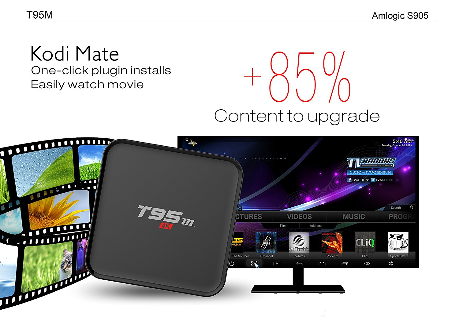 T95M Wifi Android TV Box with Pre Installed Kodi, Quad Core Cortex-A53 ...