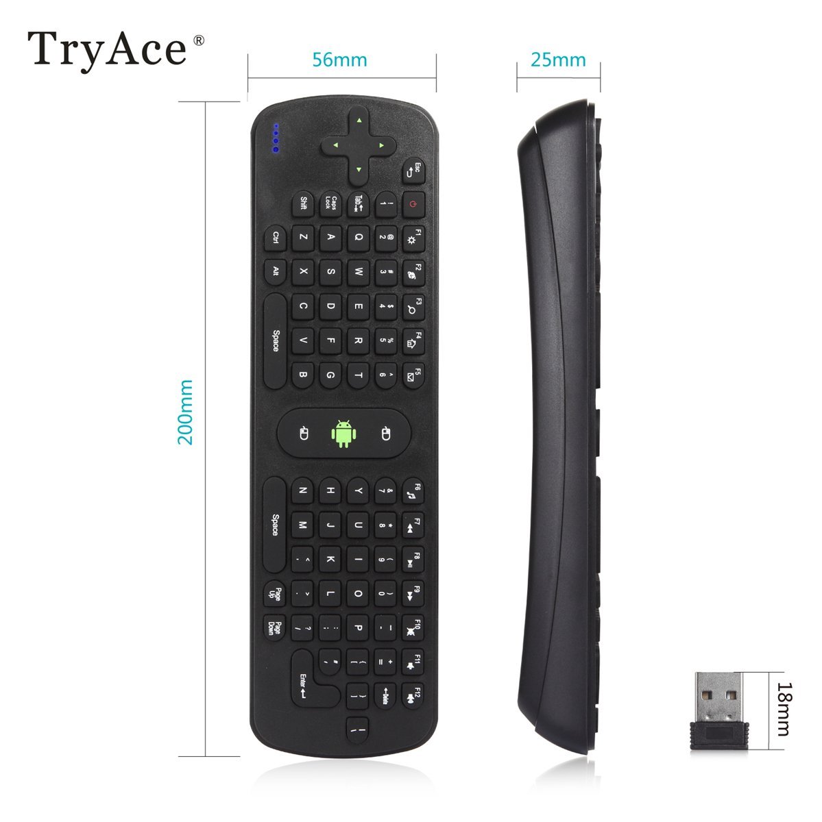TryAce® 2.4G Portable Mini Wireless Remote Keyboard Mouse PC HTPC IPTV Smart TV and Android TV ...