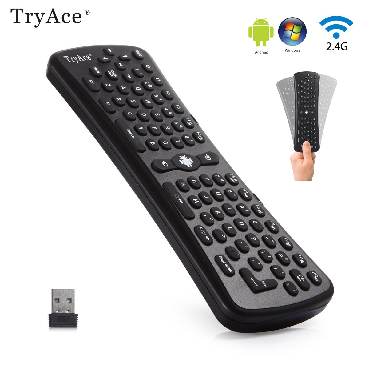 TryAce® 2.4G Portable Mini Wireless Remote Keyboard Mouse PC HTPC IPTV Smart TV and Android TV ...