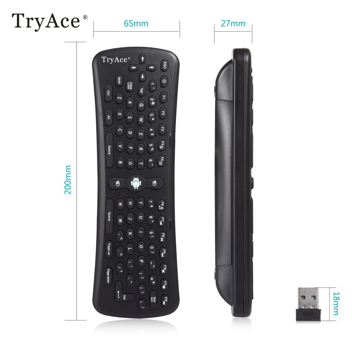 TryAce® 2.4G Portable Mini Wireless Remote Keyboard Mouse PC HTPC IPTV Smart TV and Android TV ...