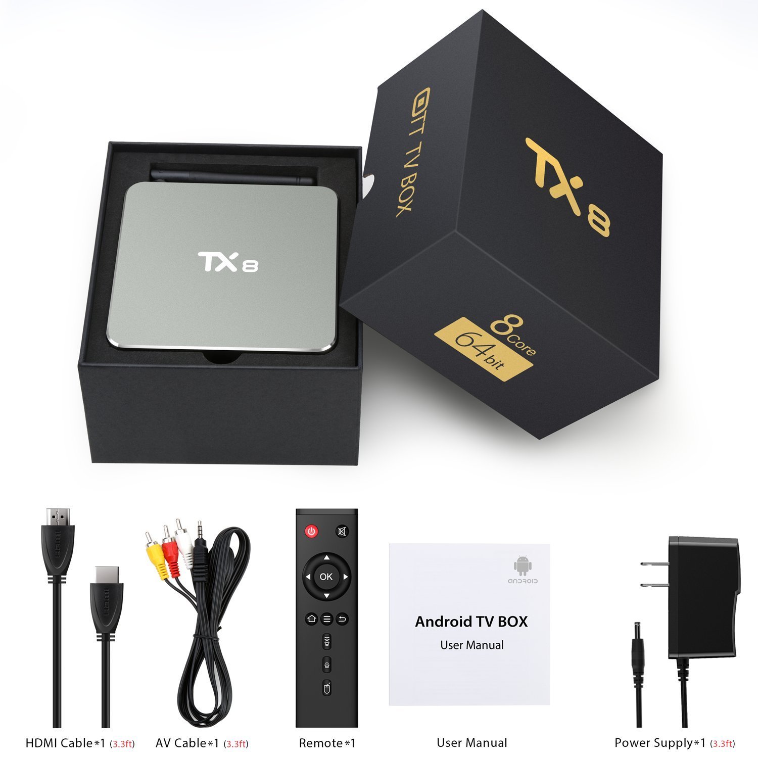 NinkBox TX8 Amlogic S912 Octa core [2G DDR3/32G eMMC] Android 6.0 Marshmallow 4K TV Box with ...