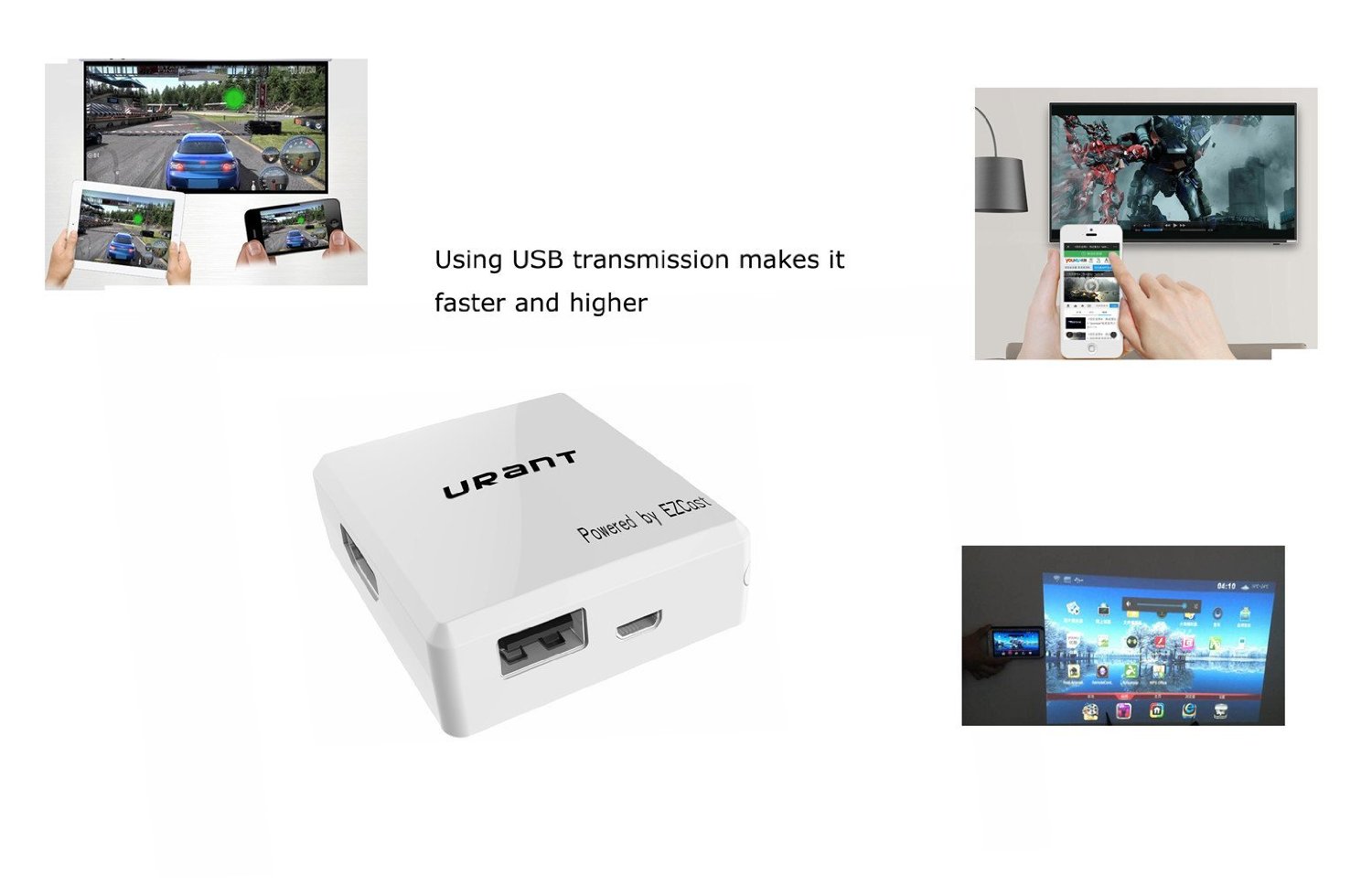 Urant Latest EZ FCC Cast 4 in 1 USB Digital AV Airplay Adapter Box TV ...