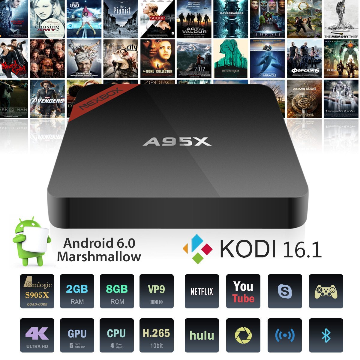 [2nd Generation]NEXBOX A95X Plus Android 6.01 TV Box Powered by Newest ...