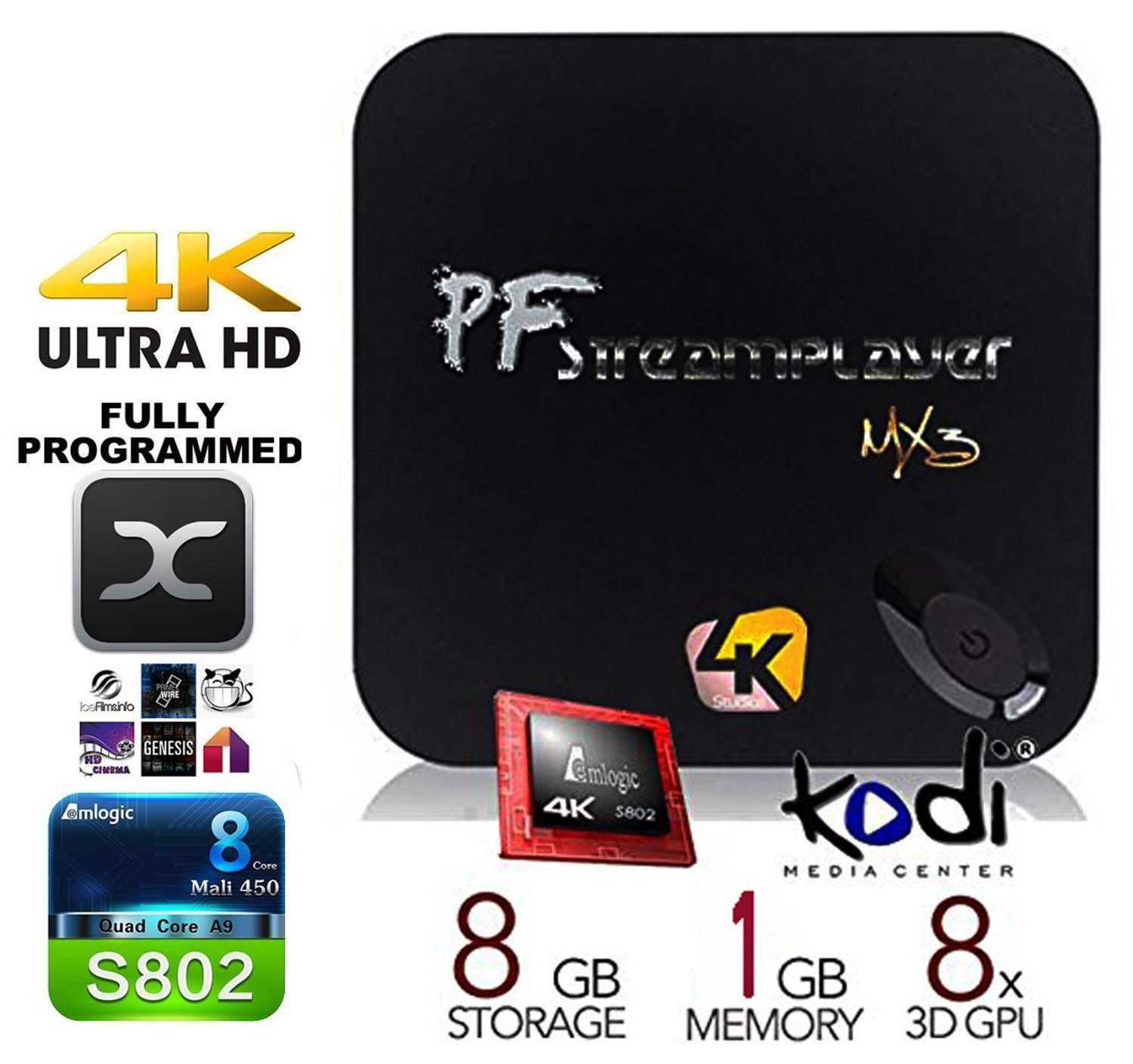 PigflyTech® MX3 MXIII Quad Core Andriod TV BOX Pre-LOADED KODI 14.2 ...