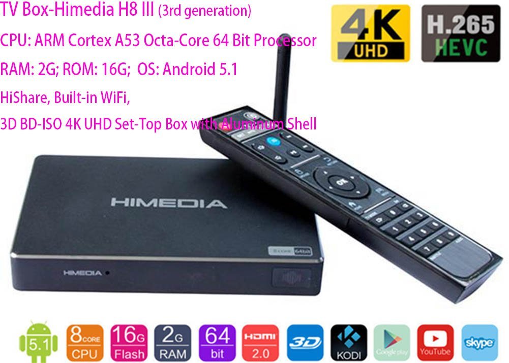Luckymall Newest HIMEDIA H8 Octa Core Chips 64Bit Android TV Box, 2GB ...